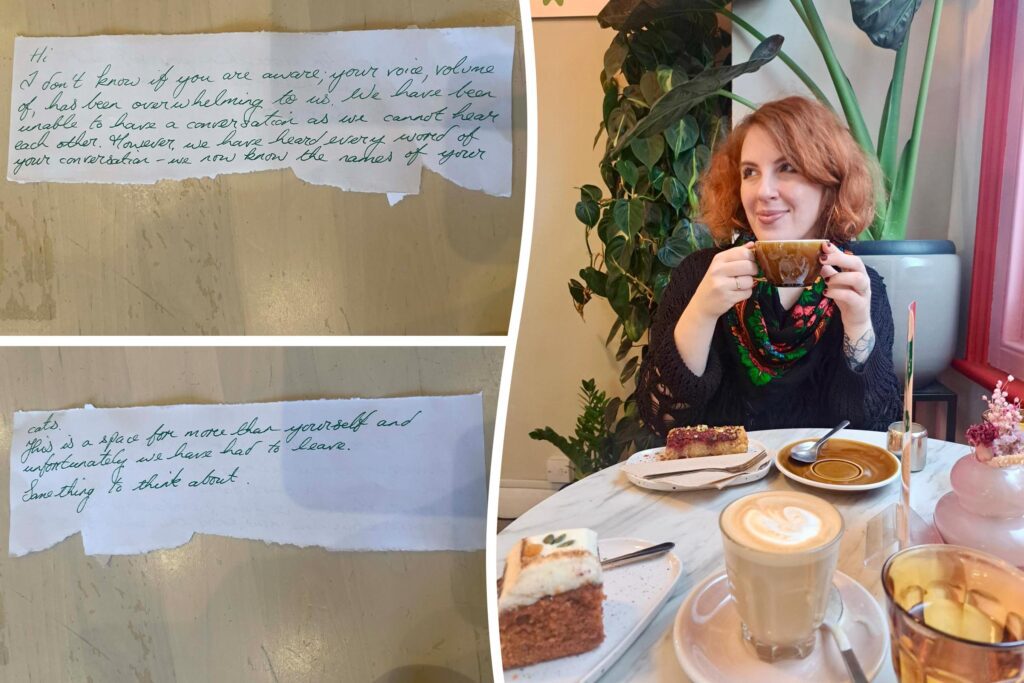 Woman "mortified" after café stranger hands her savage note - Discover SWNS